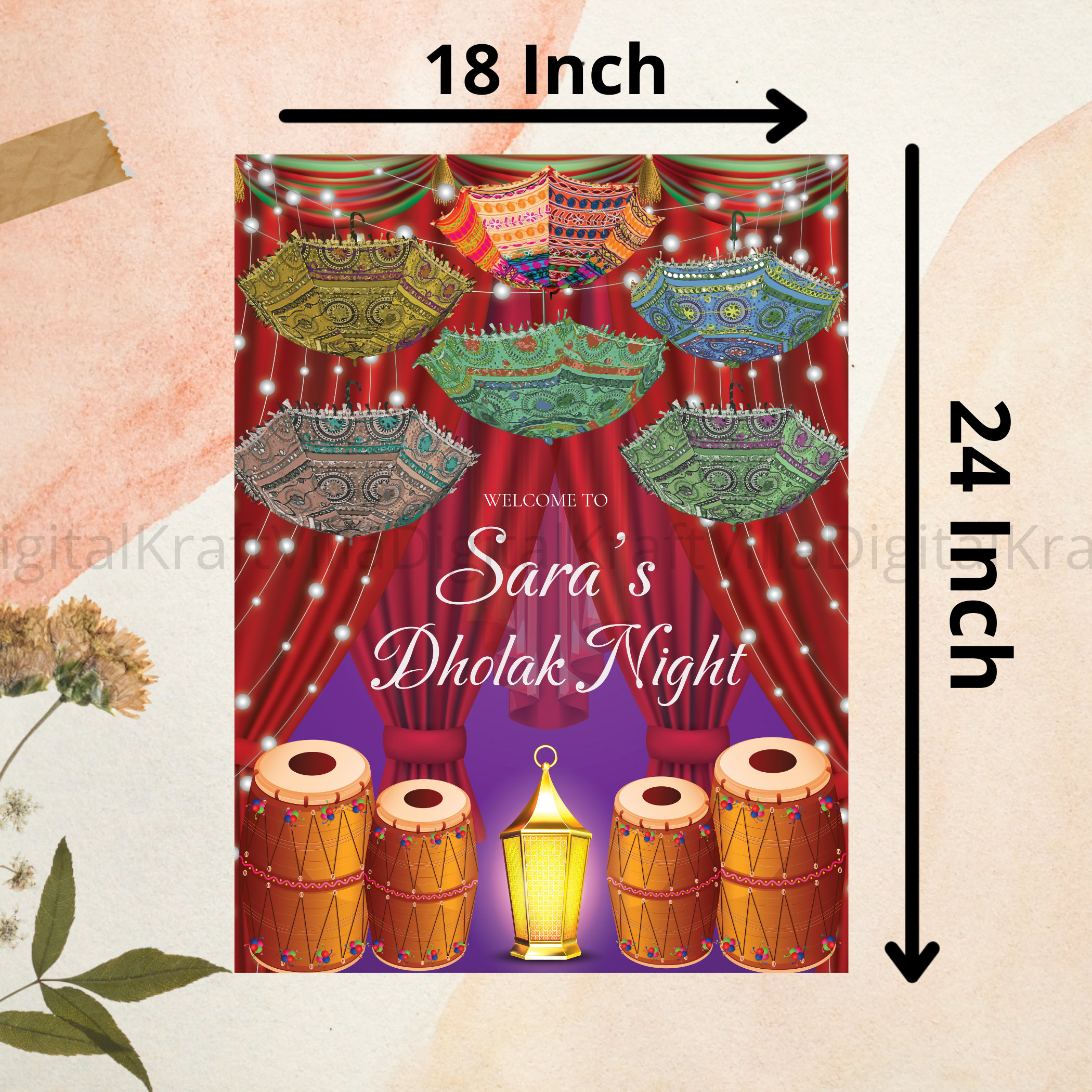 Dholak Welcome Signage as Dholki Welcome Signs Dholki Night - Etsy