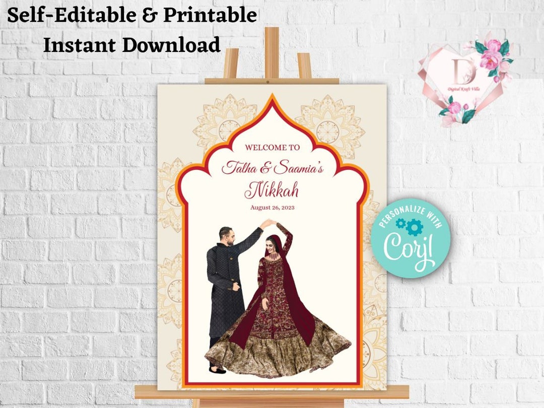 Nikah Welcome Sign, Muslim Welcome Sign Nikkah & Nikah Welcome Signs ...