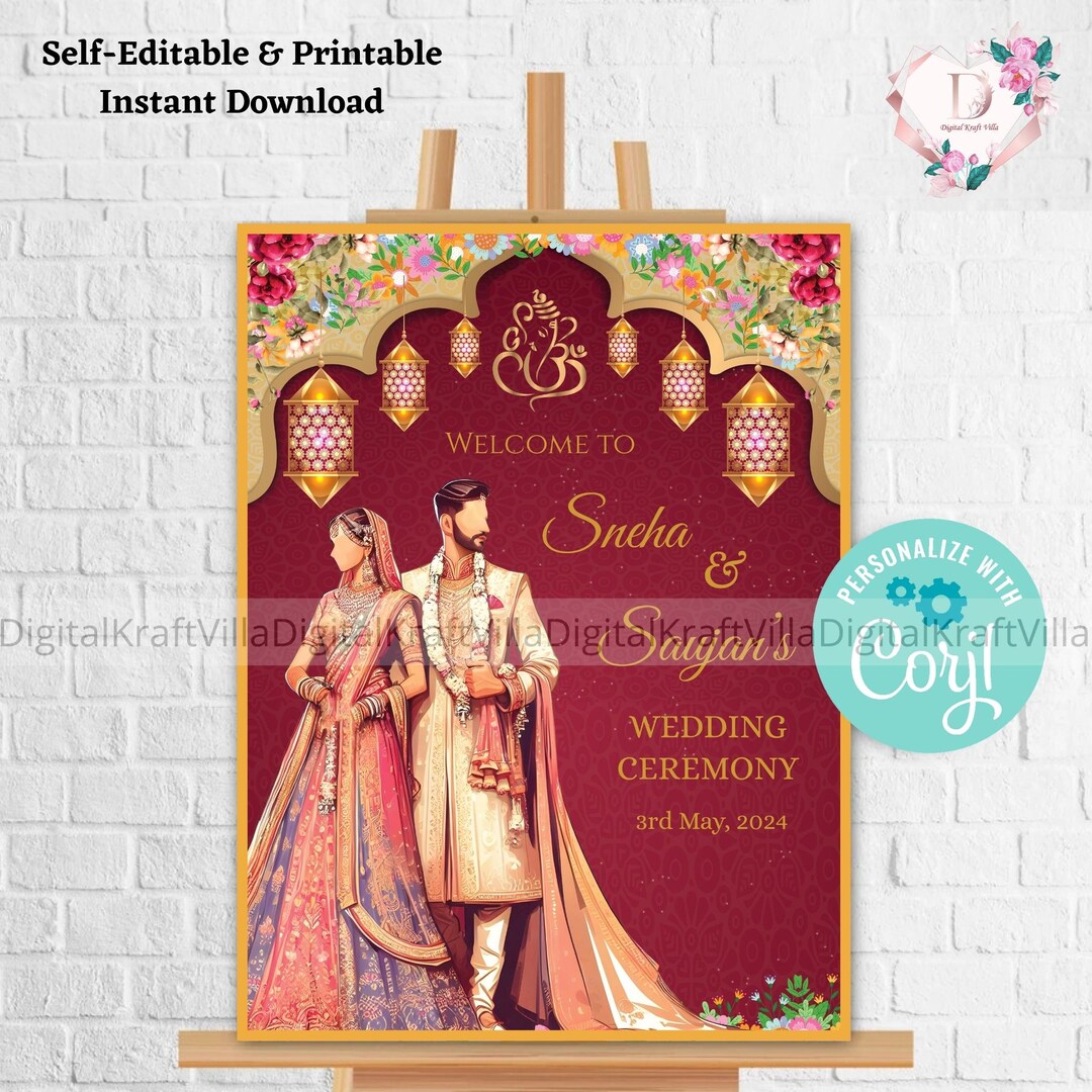 Wedding Welcome Sign Indian as Hindu Wedding Signs, Indian Wedding Sign ...