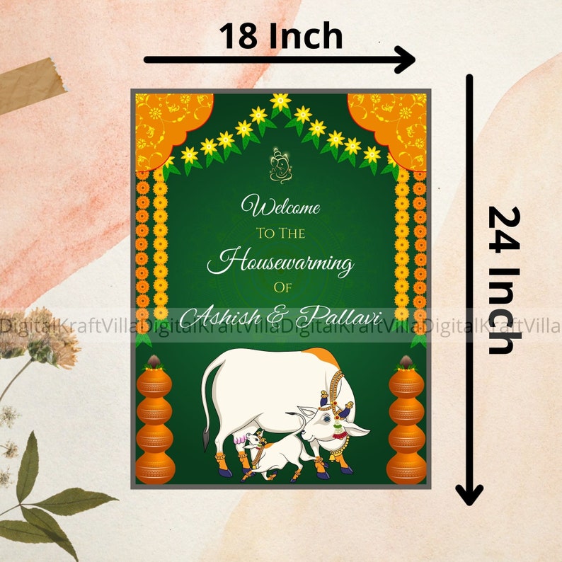 Gruhapravesham Signage Pichwai Sign, Hindu Wedding Sign, Indian Wedding ...