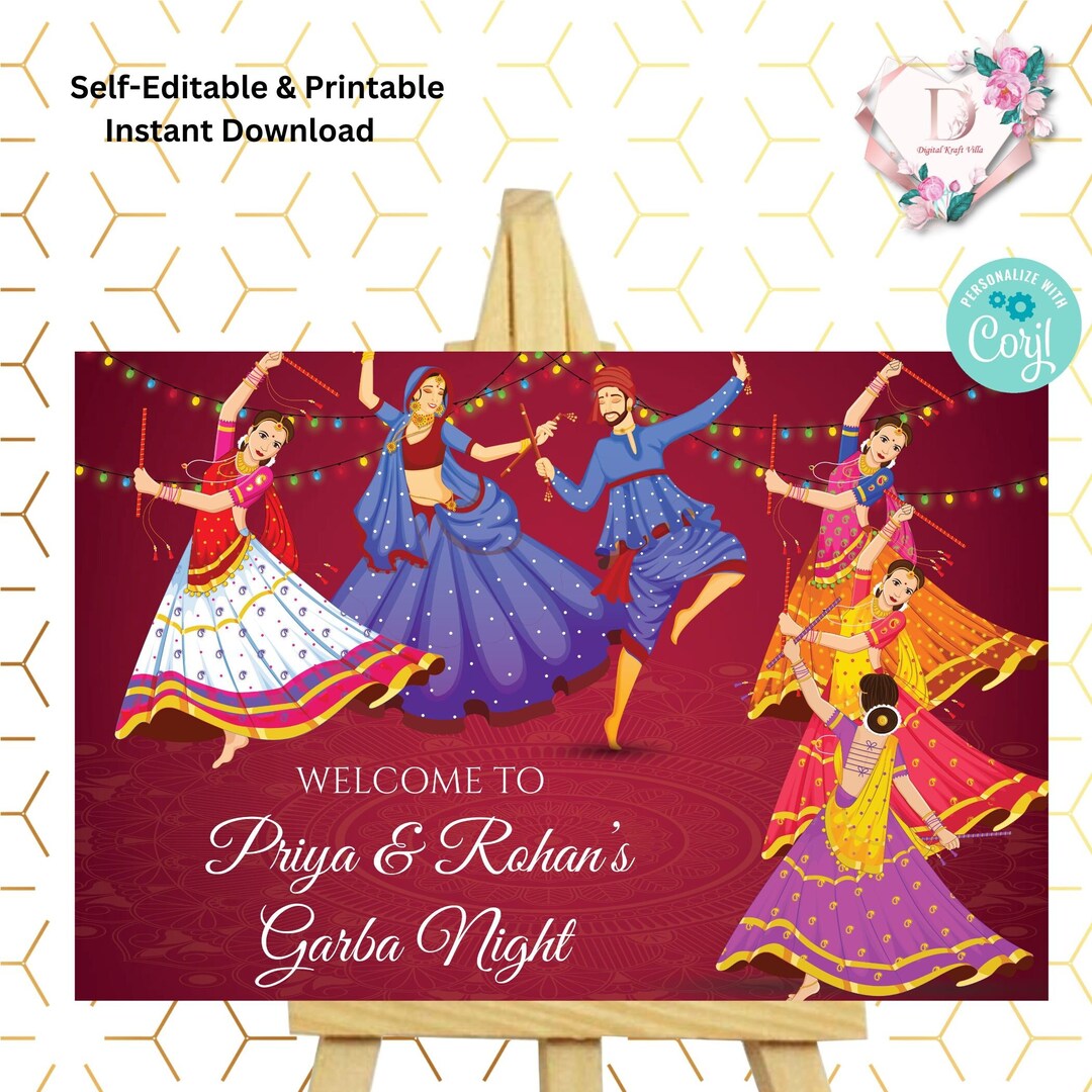 Raas Garba Poster for Dandiya Raas Sign, Garba Welcome Sign, Welcome to ...
