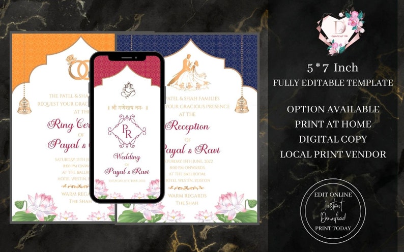 Indian Wedding Invitation, Indian Wedding Digital Invite as Indian ...