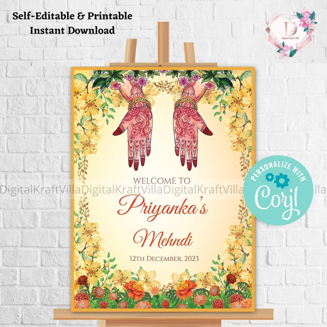 Hand Mehndi Design Signs Desi Decor, Indian Decor Sign Mendhi & Mendhi ...