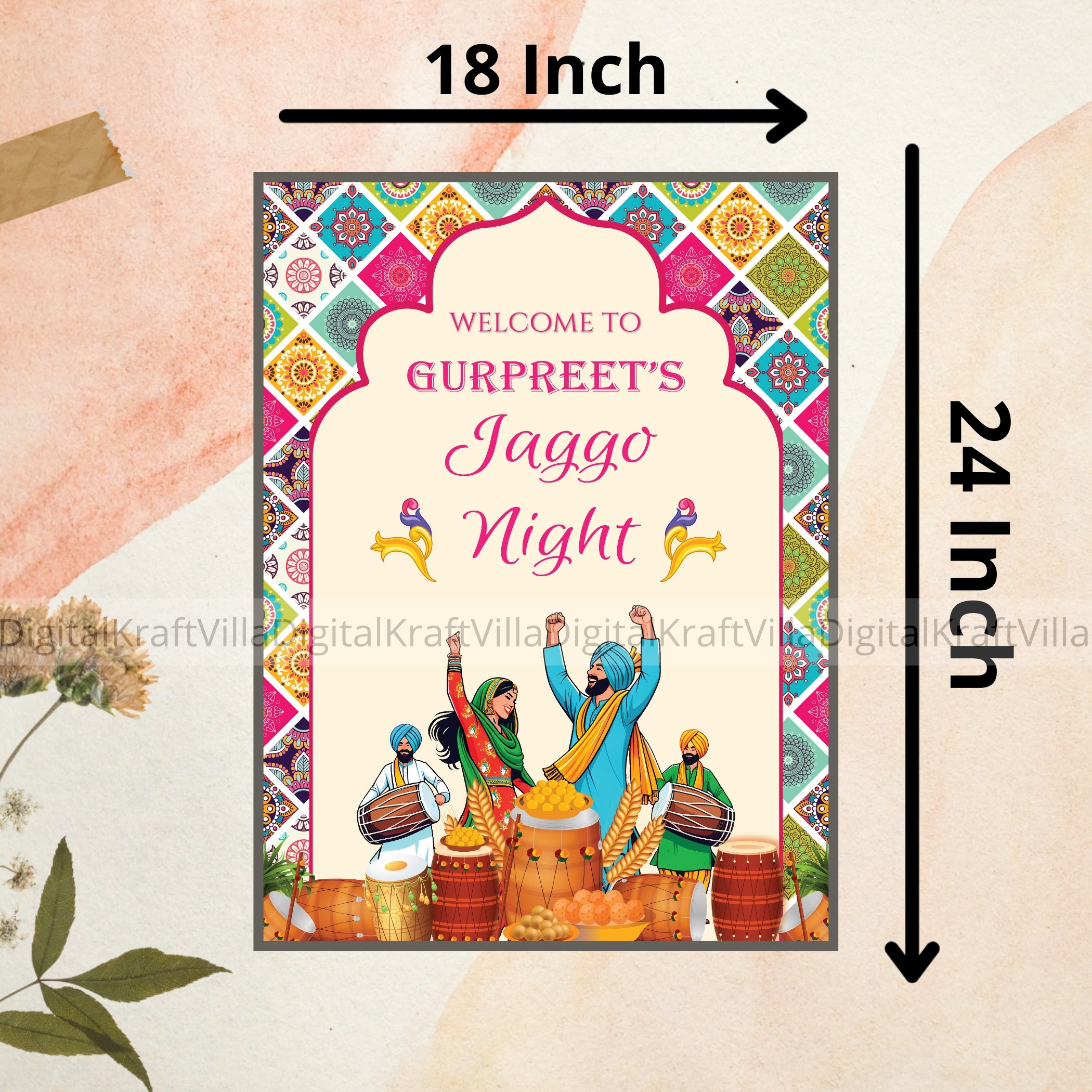 Punjabi Wedding Sign Viah Wala Ghar Sikh Wedding Welcome Sign & Punjabi ...