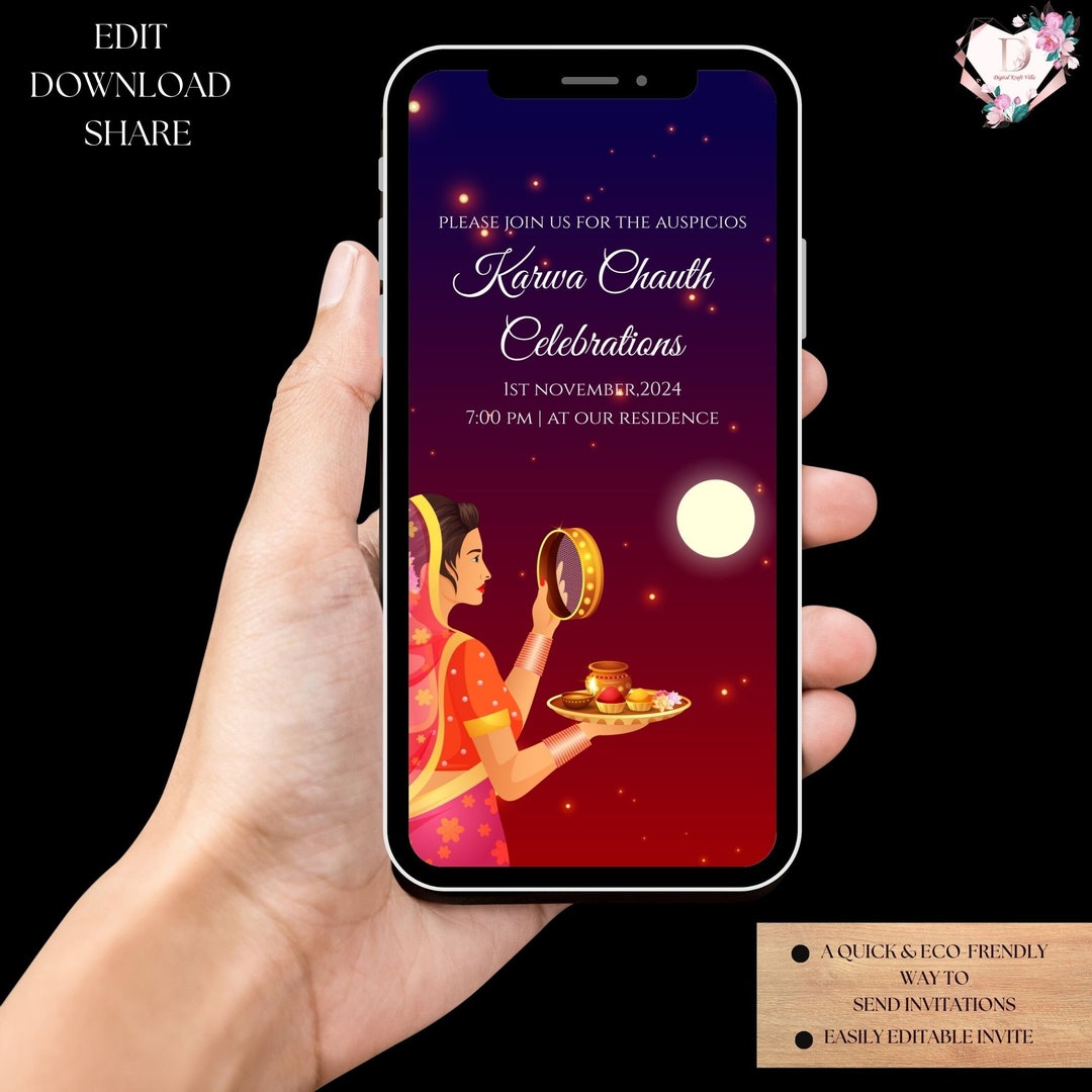Karva Chauth Invitations, Karwa Chauth Invite Digital Karva Chauth ...