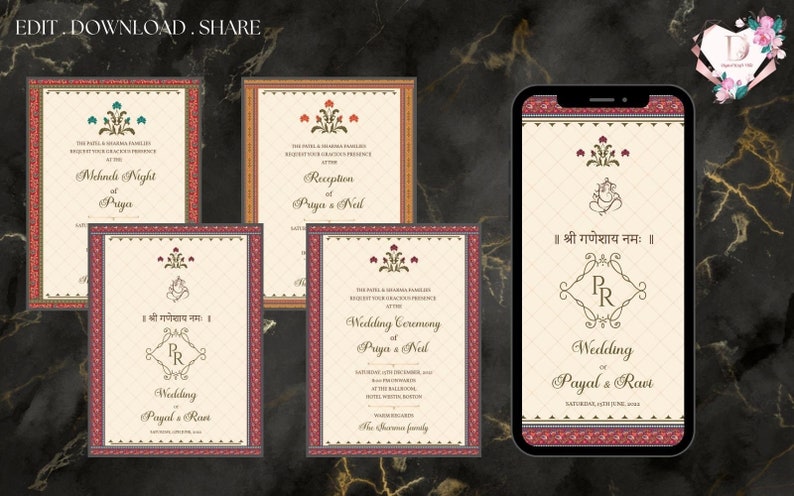 Indian Wedding Digital Invite as Indian Wedding Invitation, Indian ...