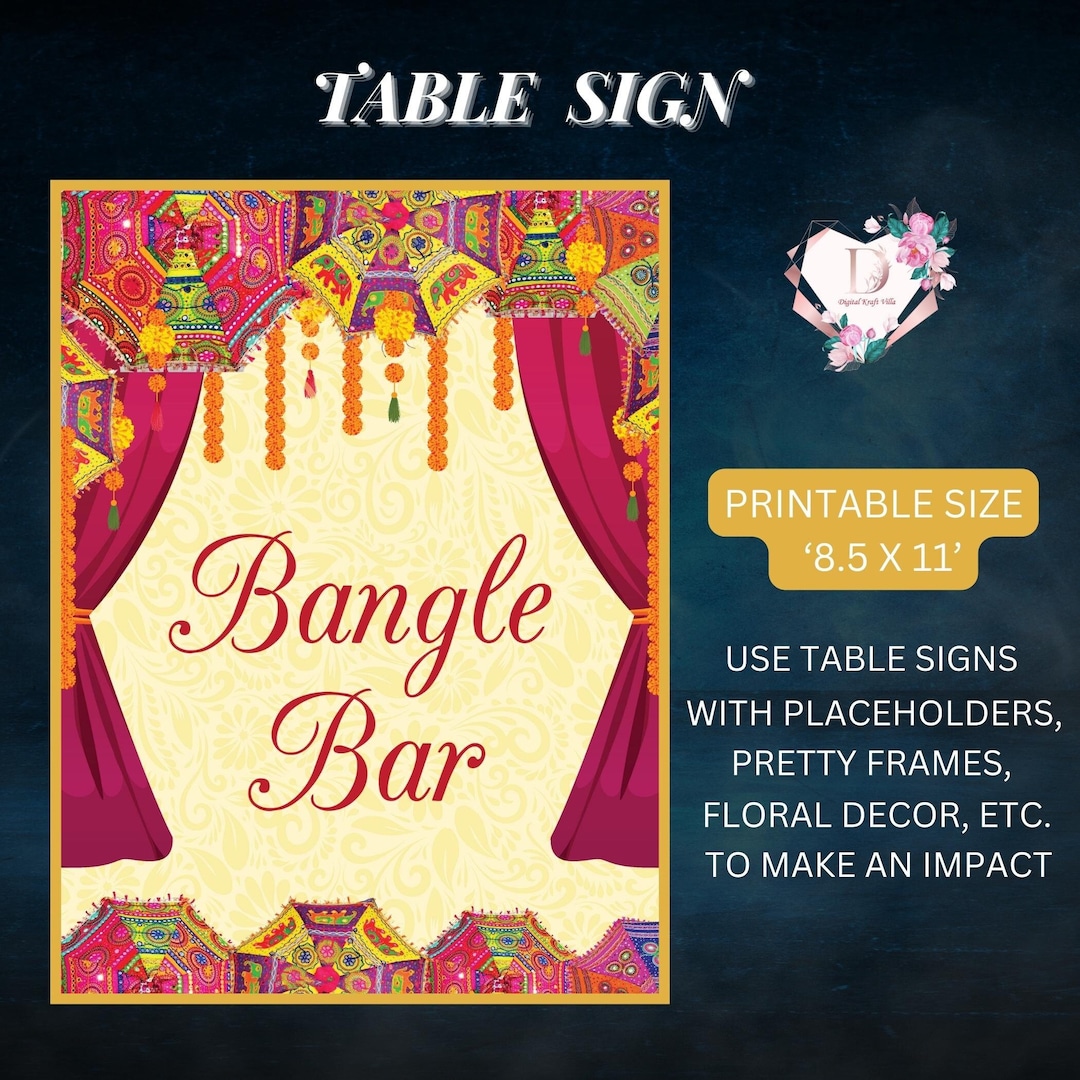 Bangle Bar Signs, Desi Wedding Decor Bangle Ceremony & Henna Station ...