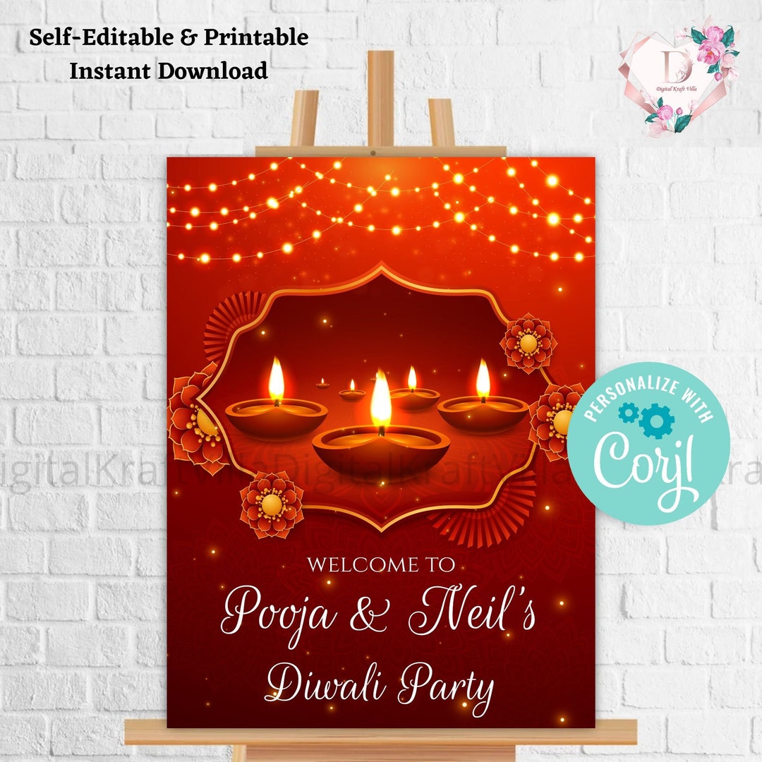 Diwali Signage as Welcome Signs & Diwali Decor, Diwali Party Welcome ...
