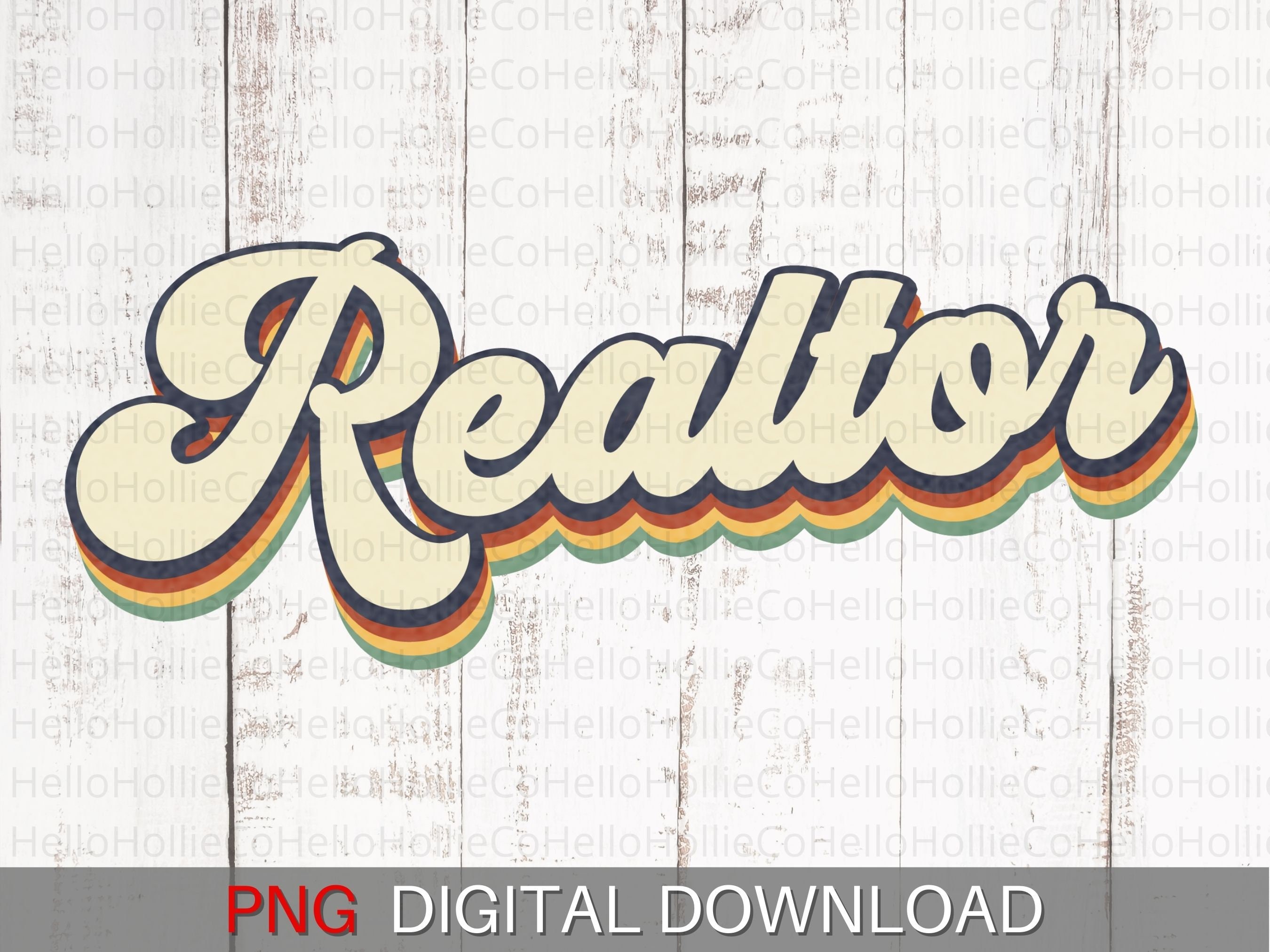 Realtor PNG Realtor Sublimation Design Retro Text 70s Font | Etsy