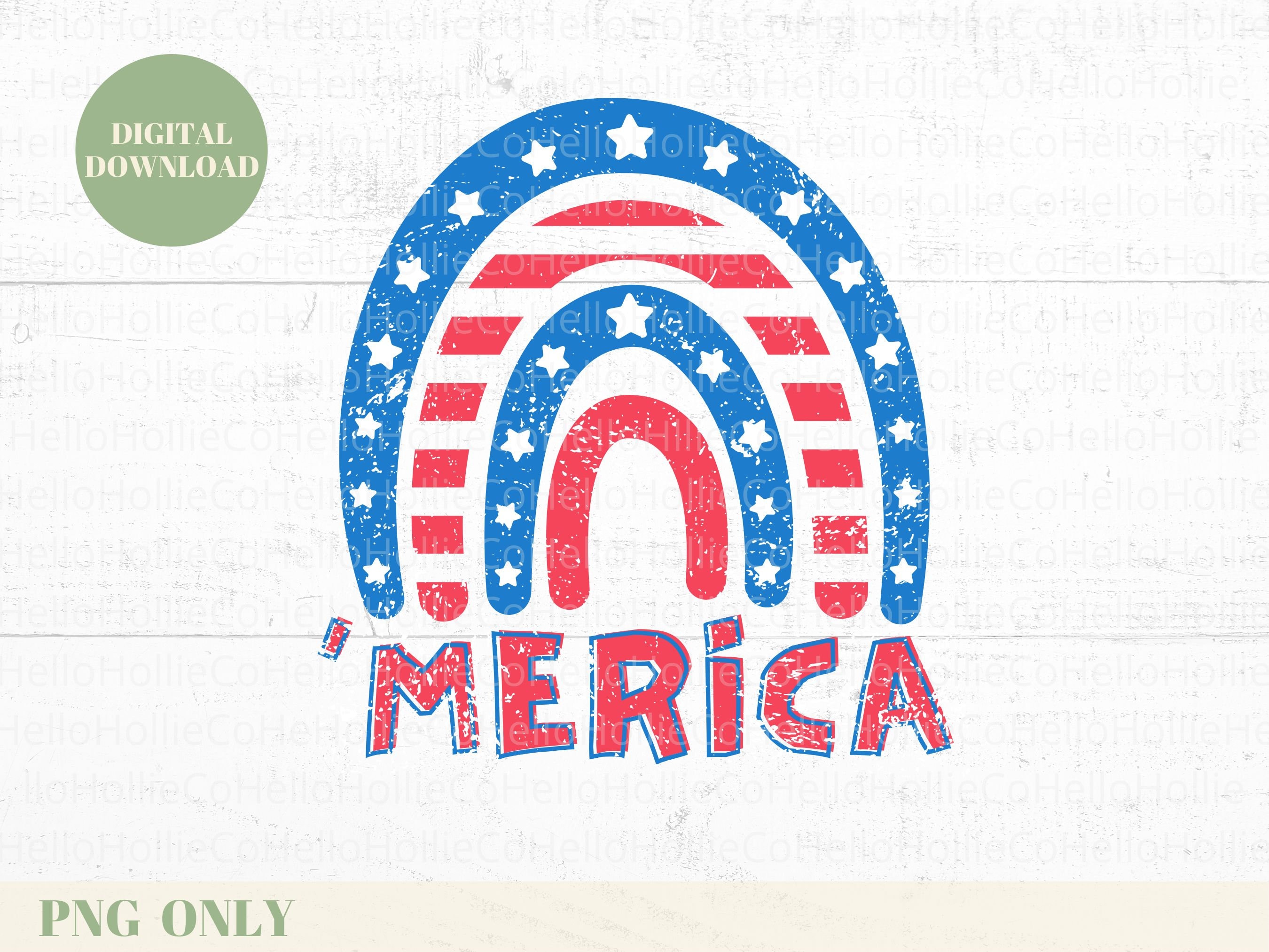 Merica PNG, 4th of July PNG, Fourth of July, Distressed Rainbow, Instant Download, July 4th ...