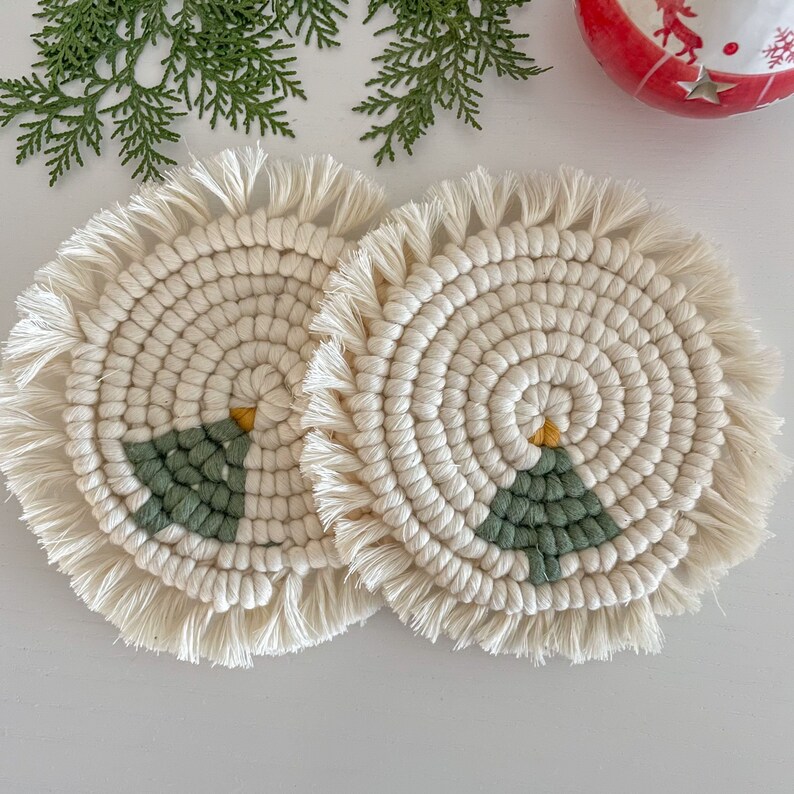 Macrame Coaster Gifts, Christmas Gift, Christmas Decor, Handmade ...