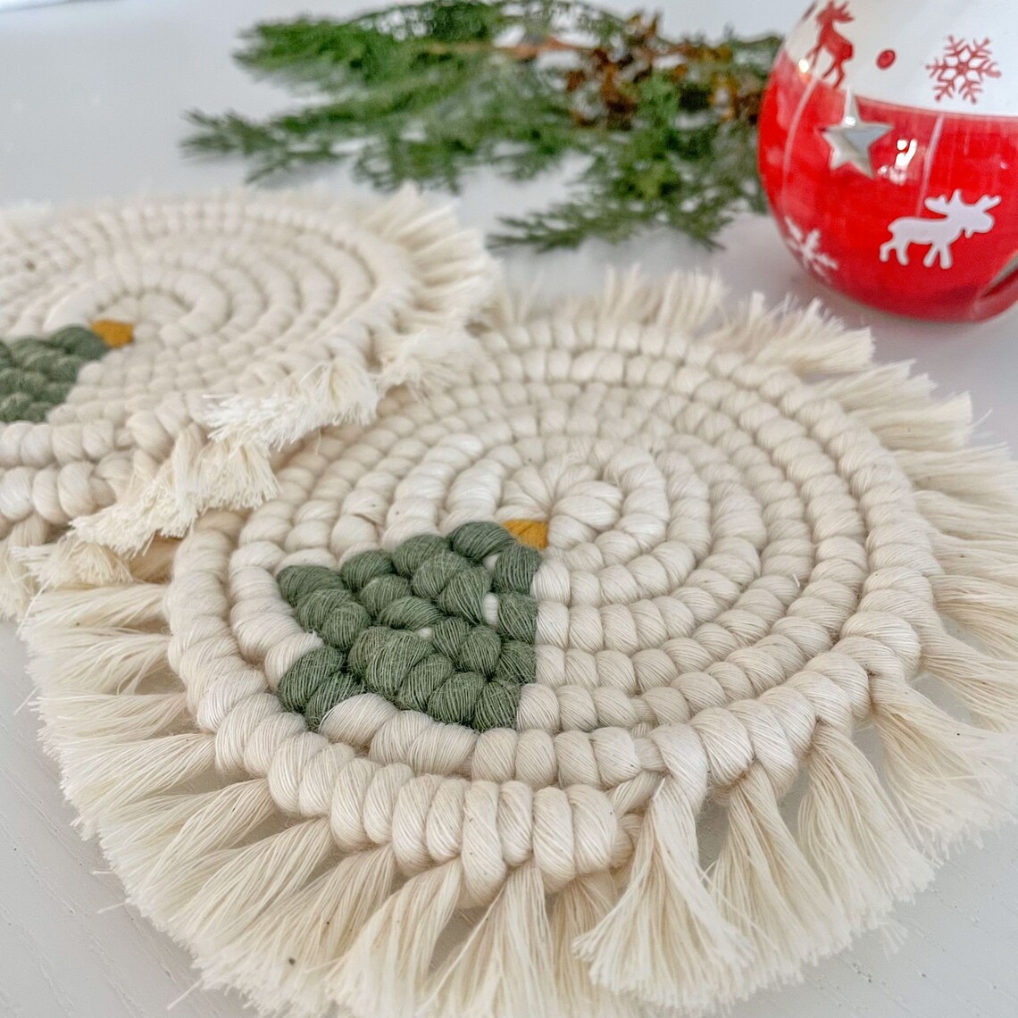 Macrame Coaster Gifts, Christmas Gift, Christmas Decor, Handmade ...