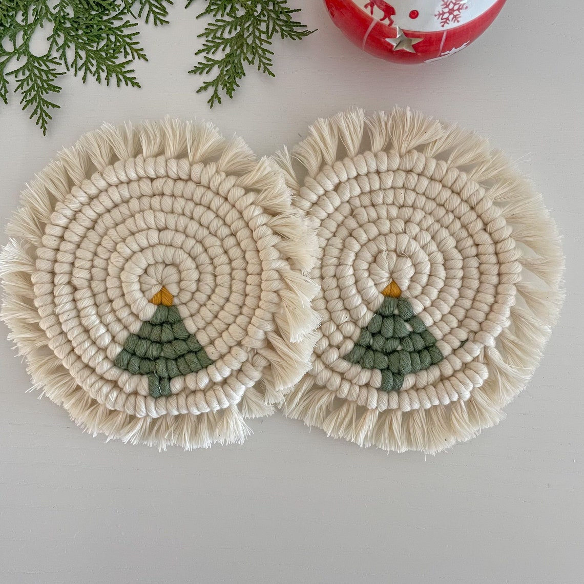 Macrame Coaster Gifts, Christmas Gift, Christmas Decor, Handmade ...