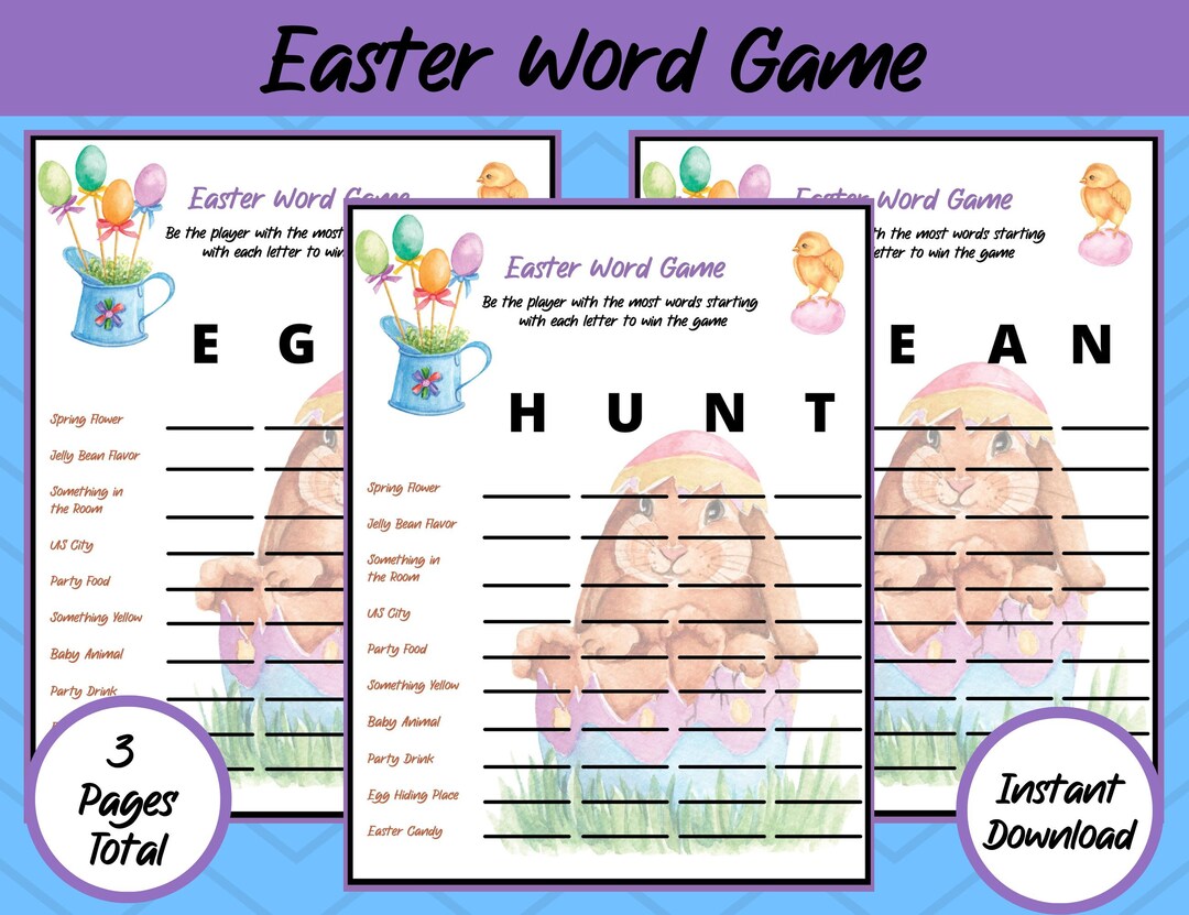 Easter Word Game Party Game Printable - Etsy
