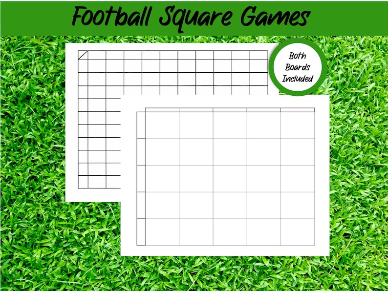 Football Square Game Boards: 5x5 & 10x10 Printable (digital Download ...