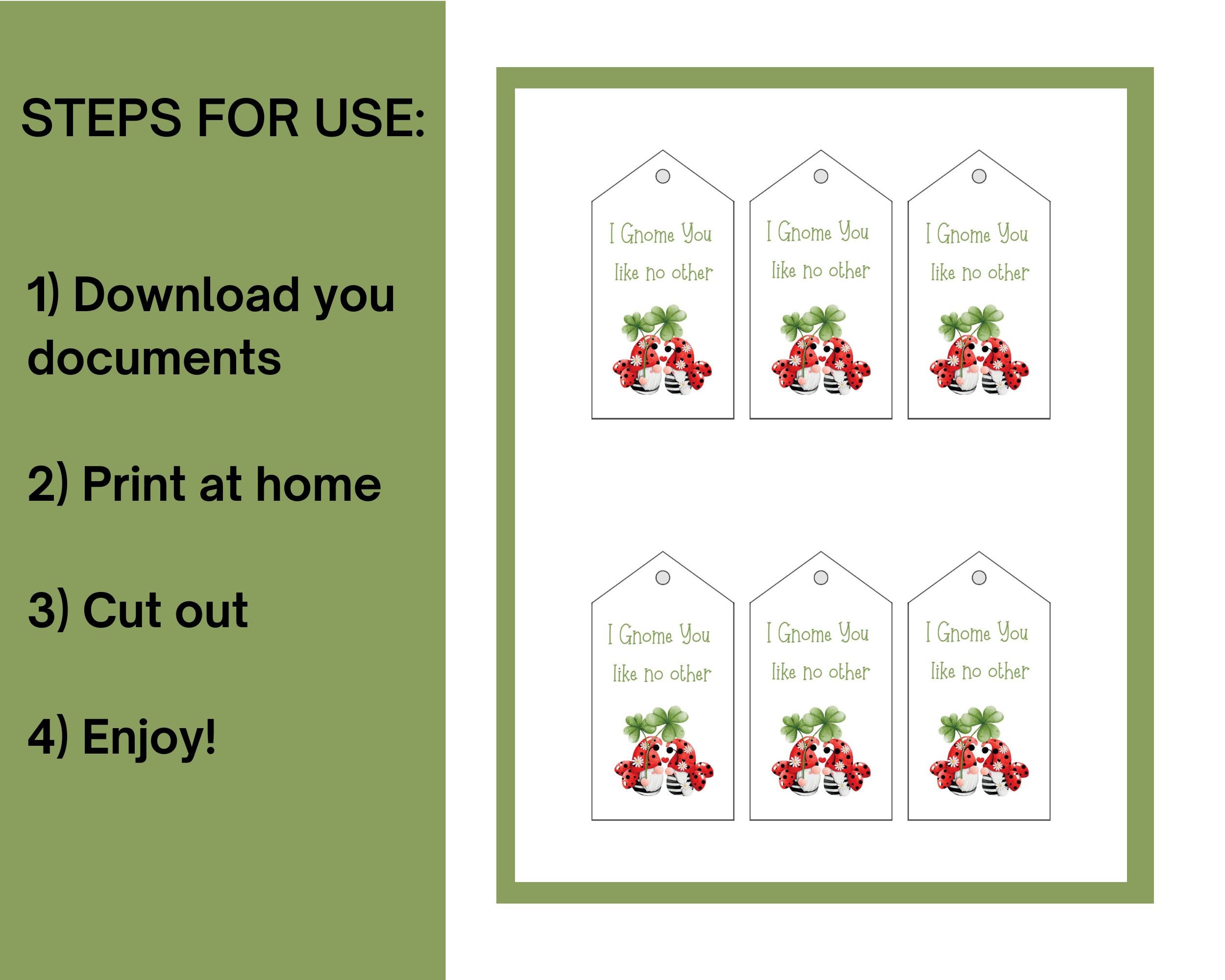 Whimsical Gnome Gift Tags, Printable PDF (digital Download) - Etsy