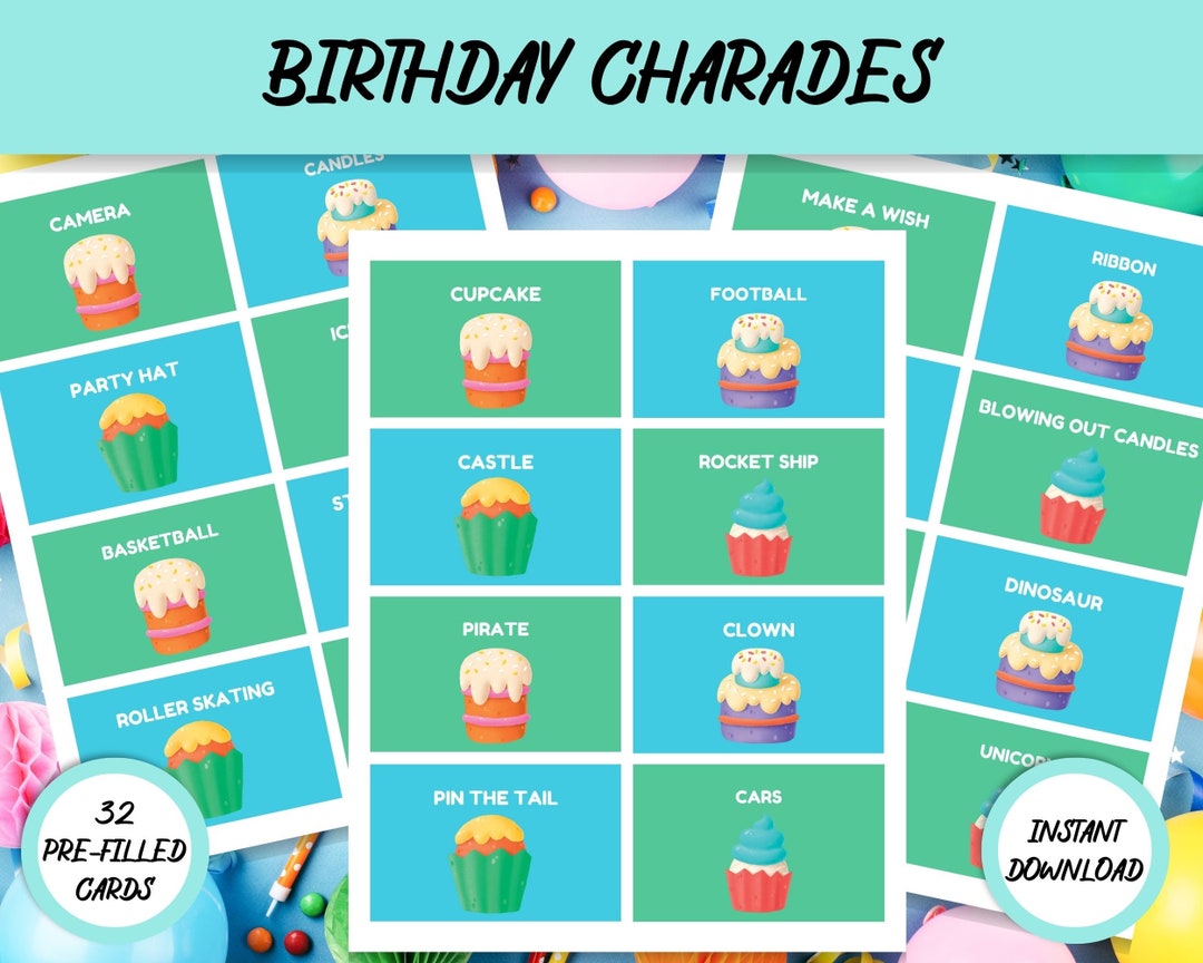 Birthday Charades, Birthday Act It, Birthday Draw It Printable - Etsy