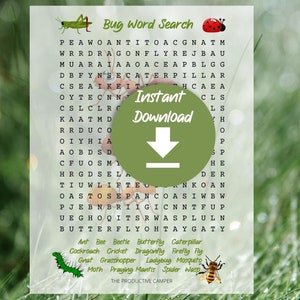 Bug Word Search - Party Game Printable - Etsy
