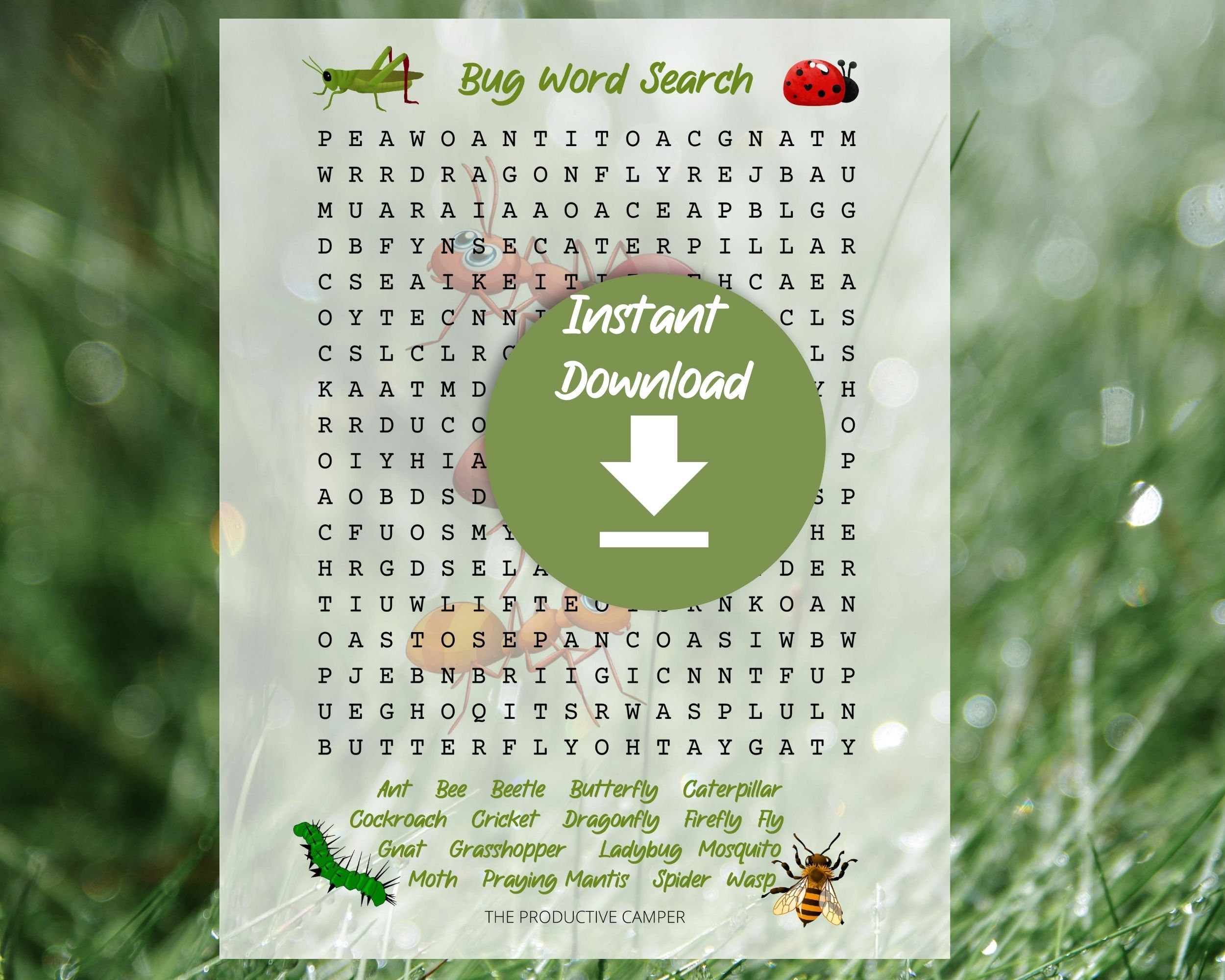 Bug Word Search - Party Game Printable - Etsy