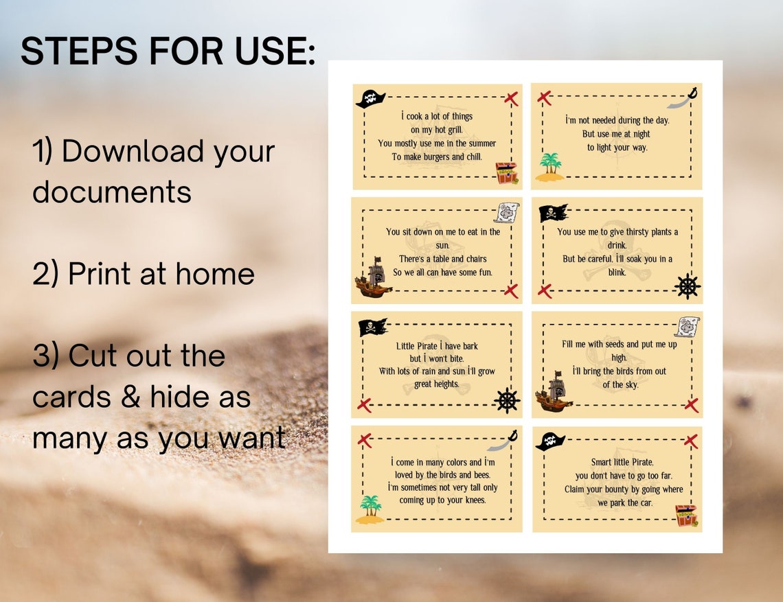 Pirate Treasure Hunt With Indoor & Outdoor Clues, Party Game Printable ...