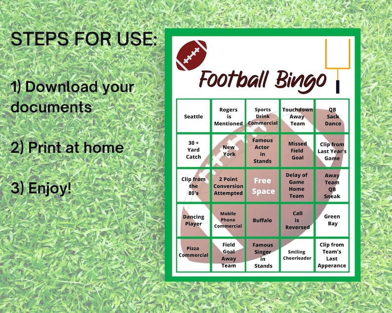 Score Big With Football Bingo - Printable Game for Your Sports Party - Etsy