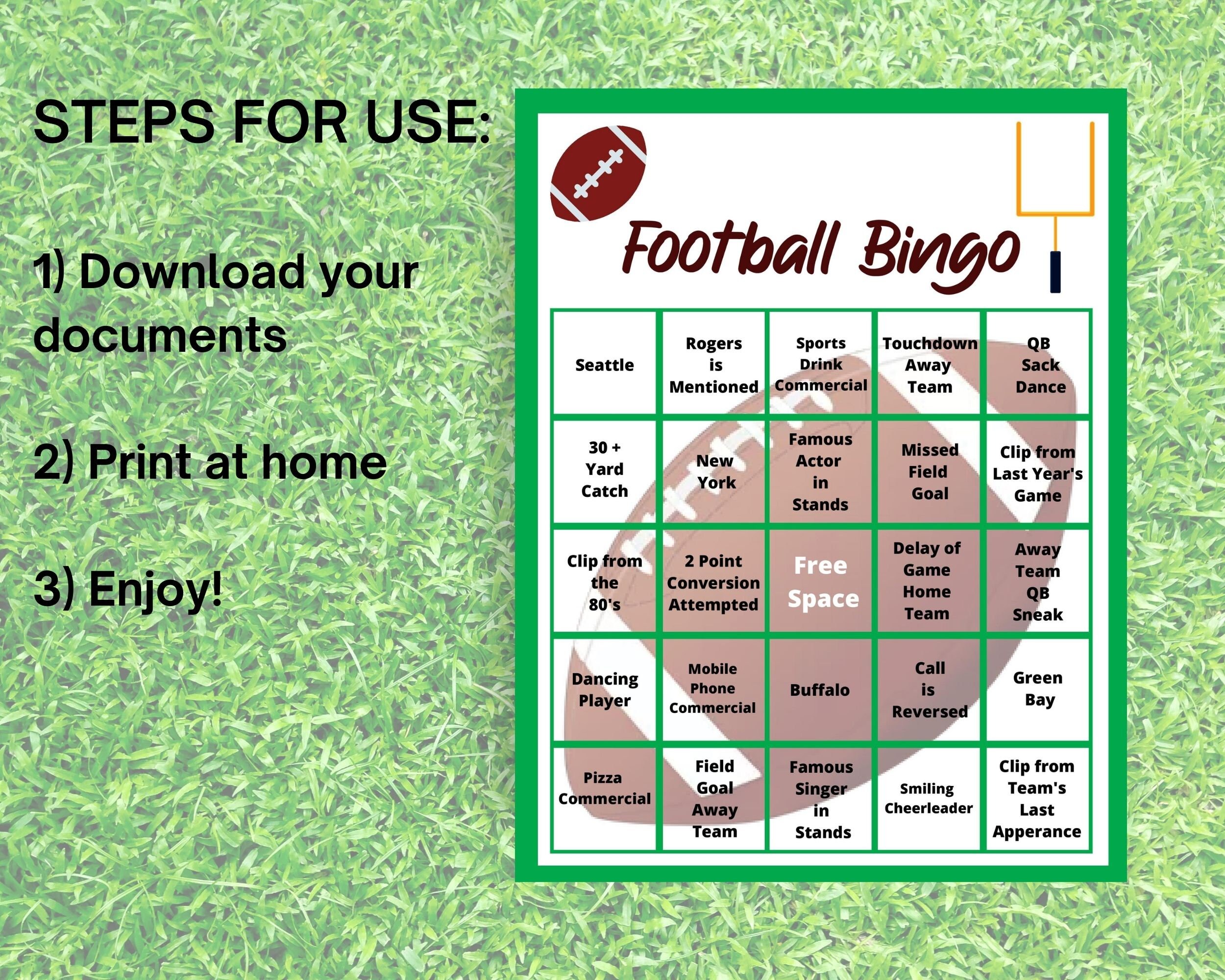 Score Big With Football Bingo - Printable Game for Your Sports Party - Etsy