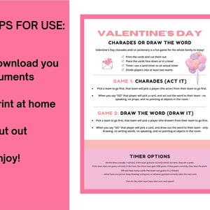 Valentine's Day Charades Game: Act It Out, Draw It (PDF) - Etsy
