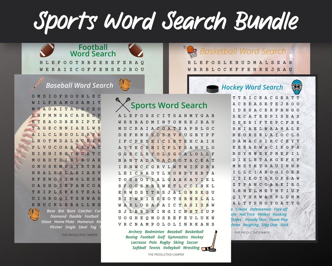 Sports Word Search BUNDLE - Party Game Printable - Etsy
