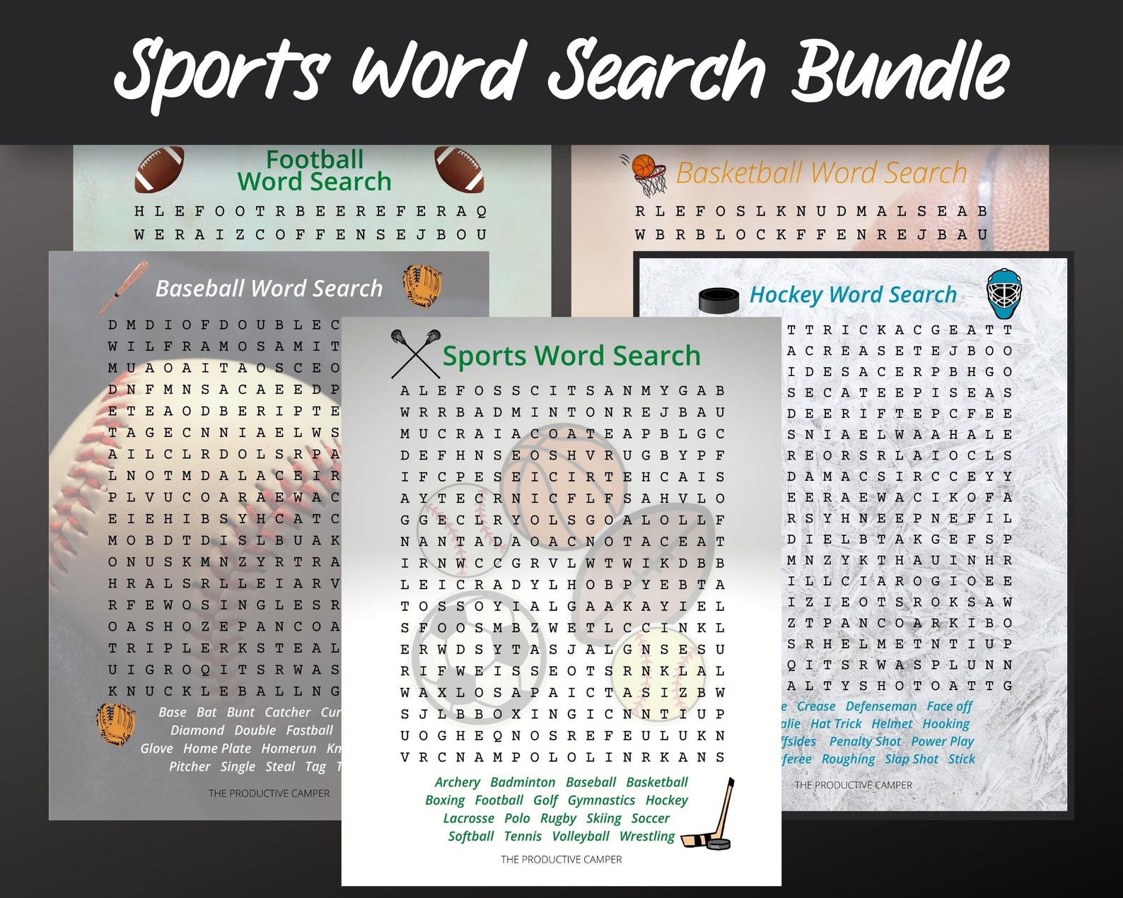 Sports Word Search BUNDLE - Party Game Printable - Etsy