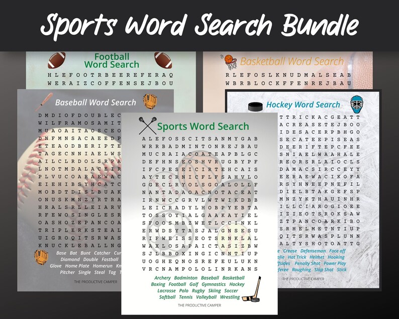 Sports Word Search BUNDLE - Party Game Printable - Etsy