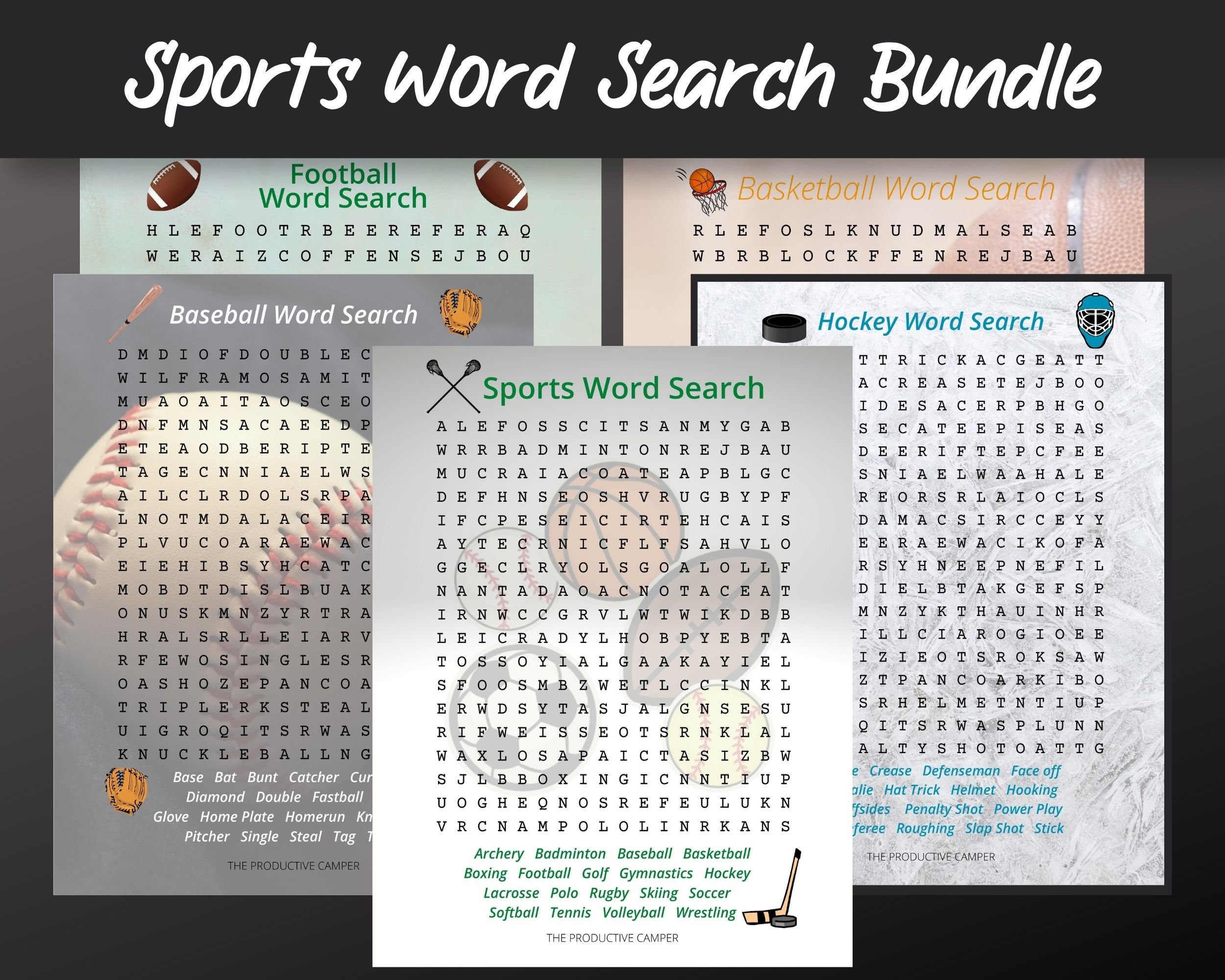 Sports Word Search BUNDLE - Party Game Printable - Etsy