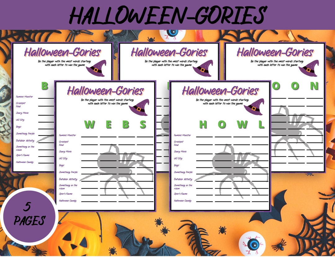 Halloween Word Game, Spooky Categories, Family Party (PDF Download) - Etsy
