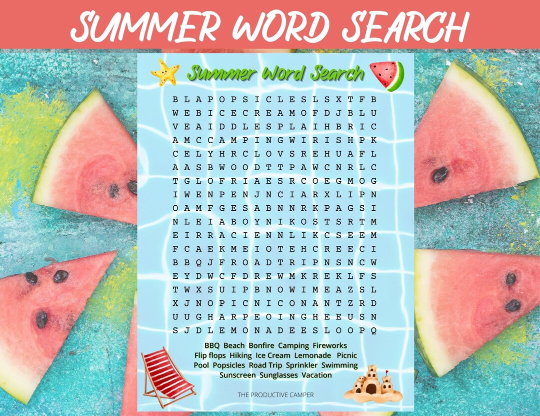 Summer Word Search - Party Game Printable - Etsy