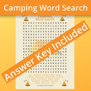 Camping Word Search - Party Game Printable - Etsy