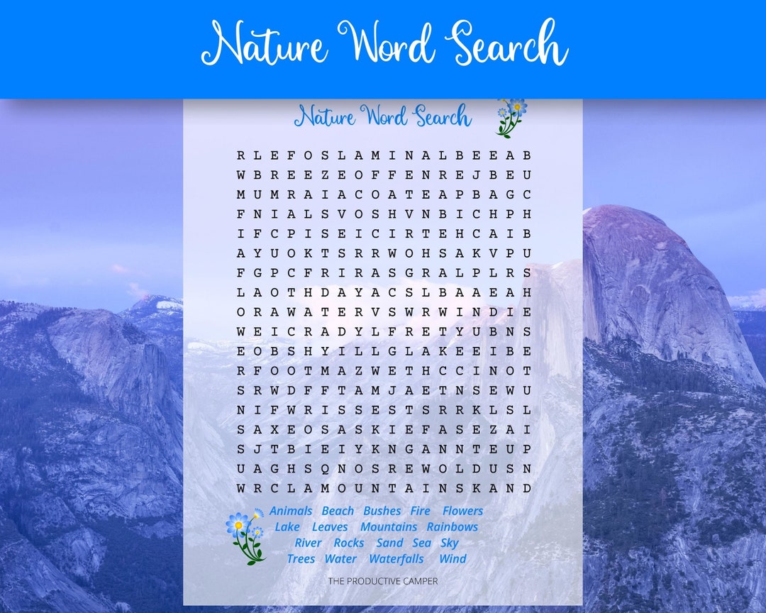Nature Word Search - Party Game Printable - Etsy
