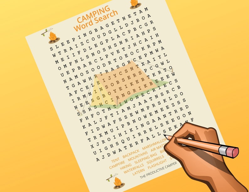 Camping Word Search - Party Game Printable - Etsy