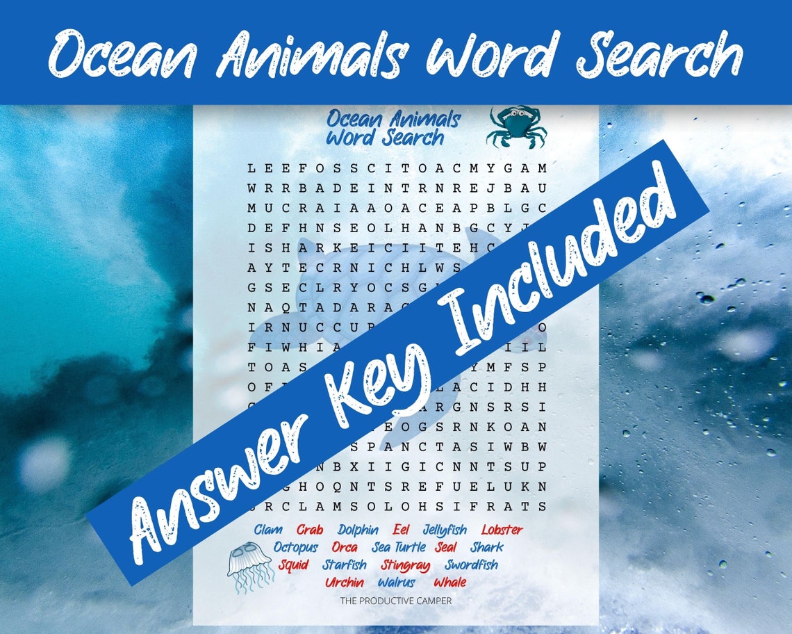 Ocean Animals Word Search Party Game Printable - Etsy