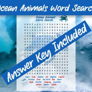 Oceanic Party Fun: Printable Word Search Game With Underwater Creatures ...
