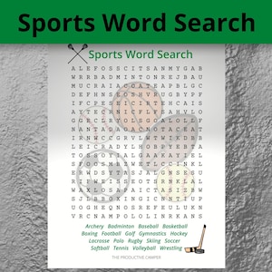 Sports Word Search - Party Game Printable - Etsy