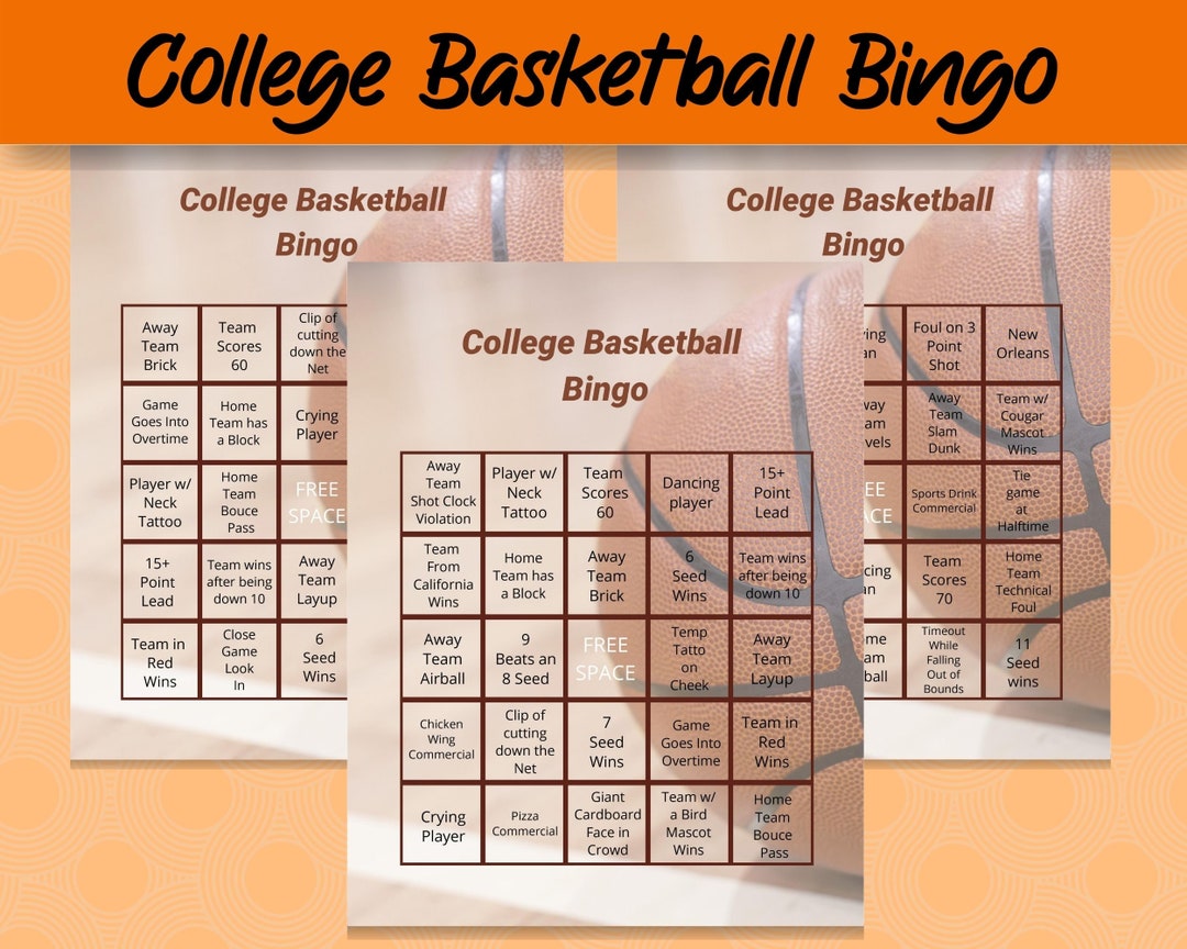 College Basketball Bingo Printable, 2025 Updated, Madness Party Game ...