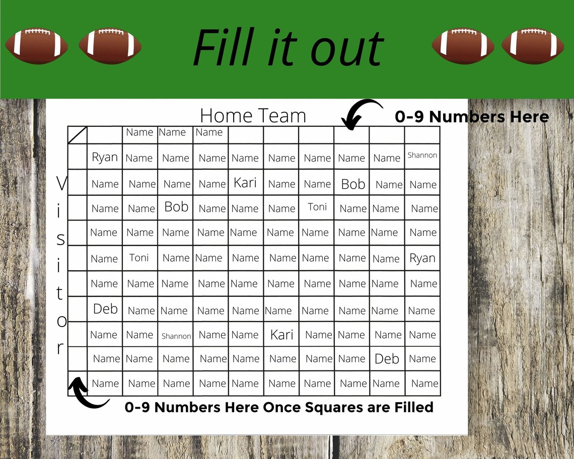 Football Square Game Boards: 5x5 & 10x10 Printable (digital Download ...