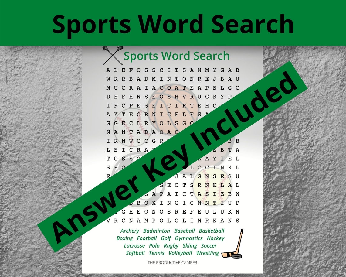 Sports Word Search Party Game Printable | Etsy