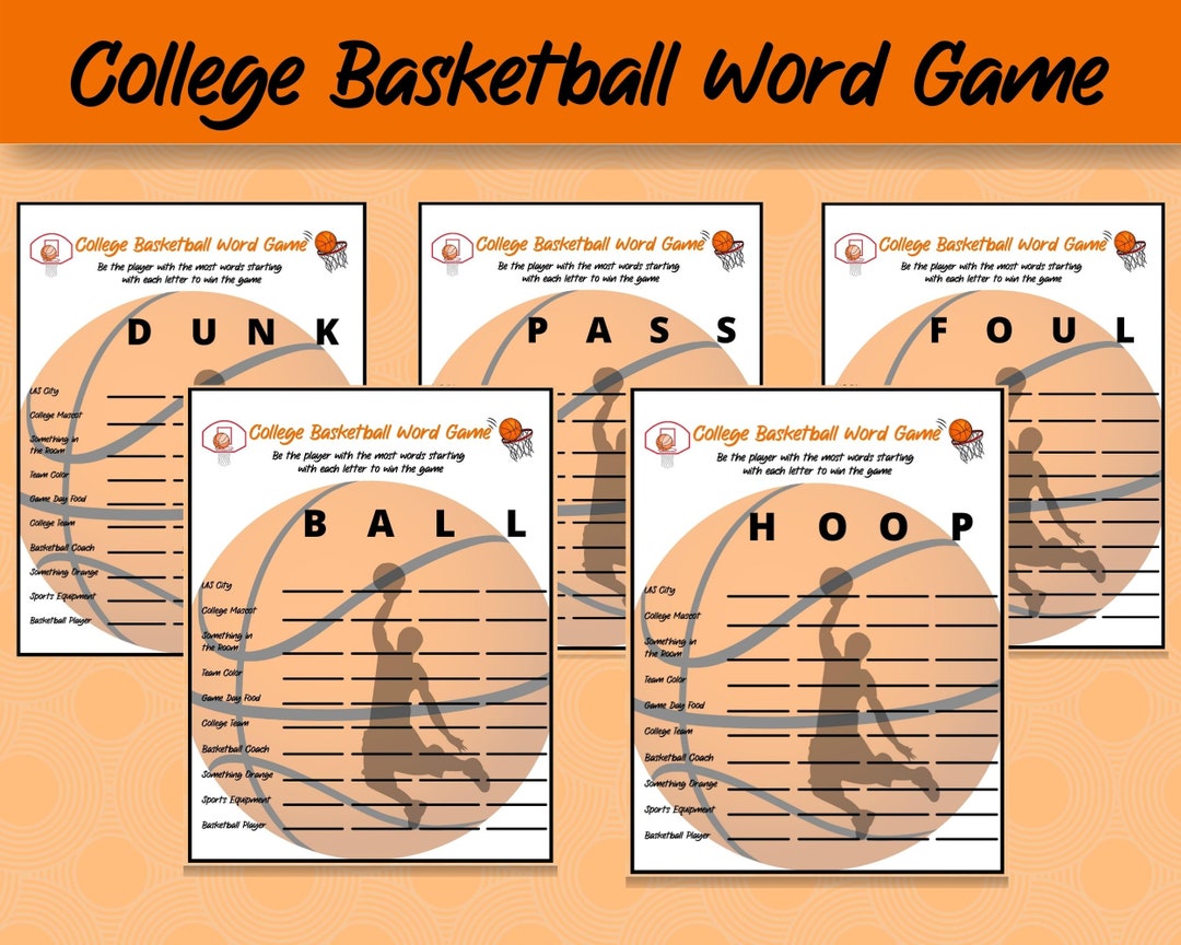 Basketball Word Game, March Games, Madness Games, Party Game Printable ...