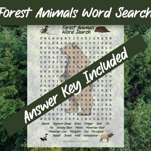 Forest Animals Word Search Party Game Printable - Etsy