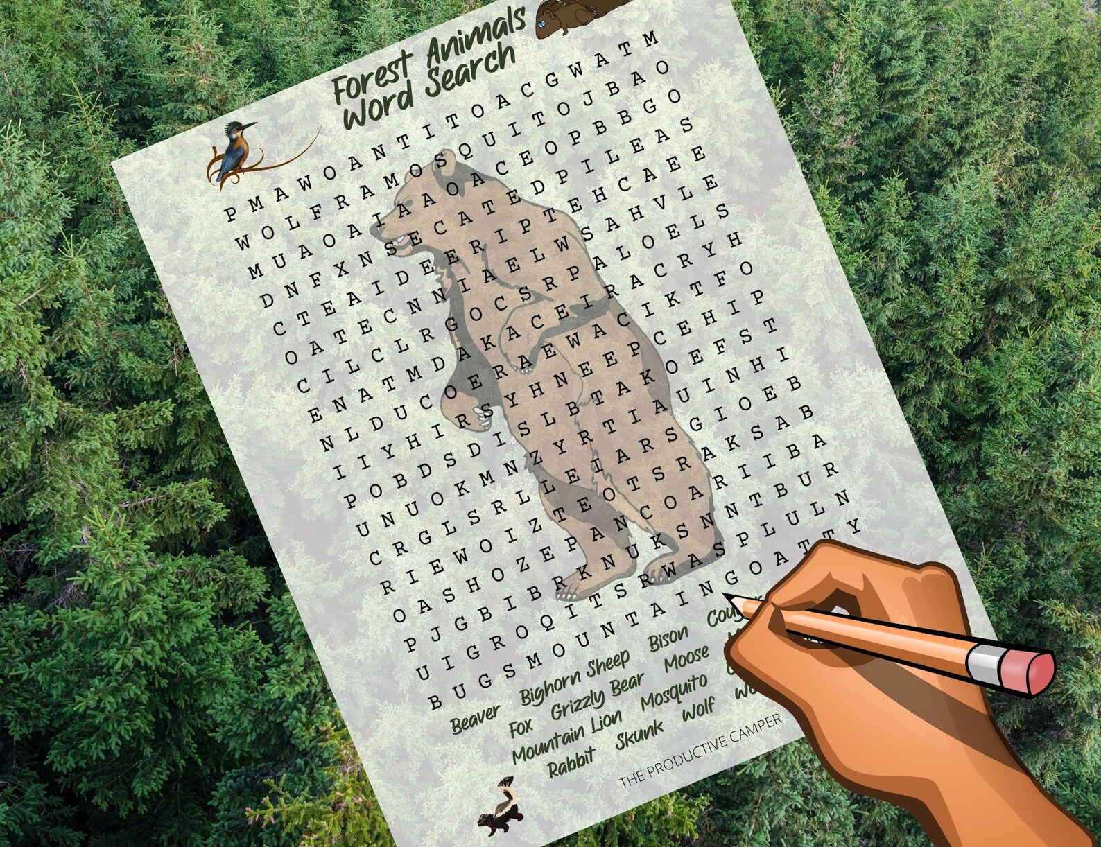 Forest Animals Word Search Party Game Printable - Etsy