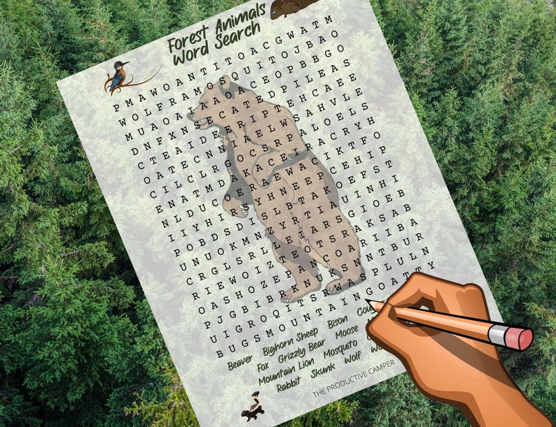Forest Animals Word Search Party Game Printable - Etsy