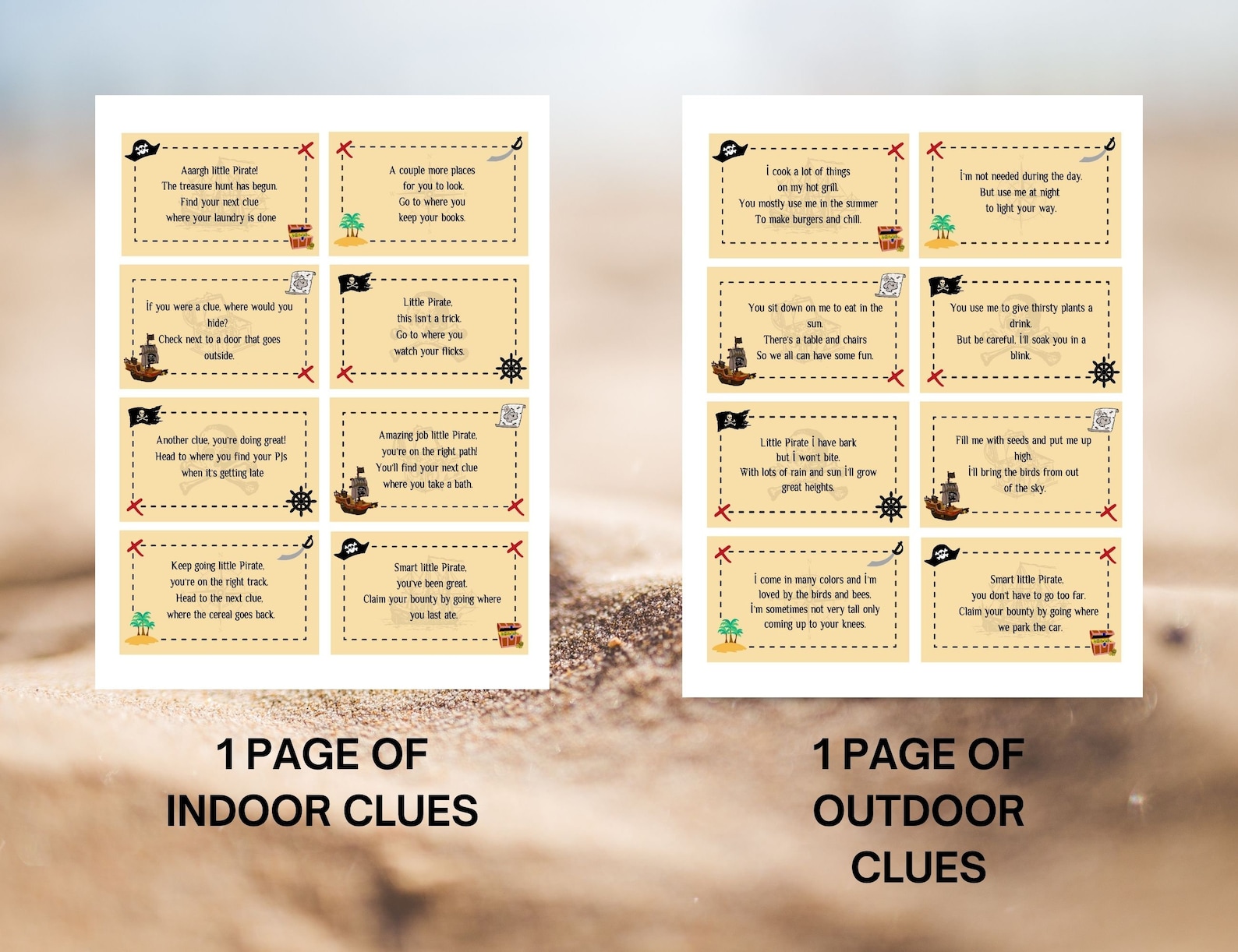 Pirate Treasure Hunt With Indoor & Outdoor Clues, Party Game Printable ...