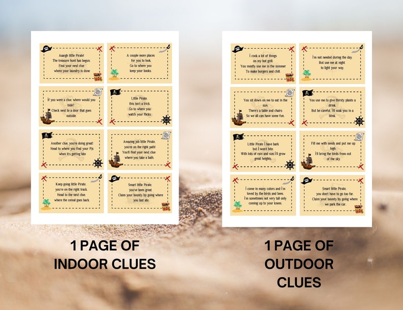 Pirate Treasure Hunt With Indoor & Outdoor Clues, Party Game Printable ...