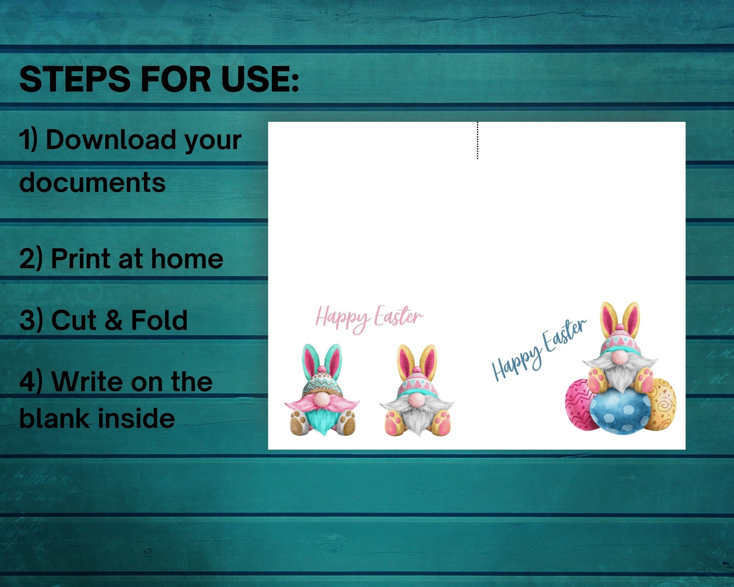 Printable Gnome Easter Cards, Set of 6 Simple Design Gnome Easter Cards ...