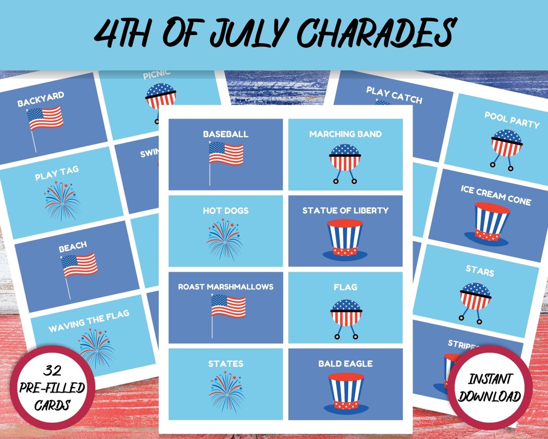 4th of July Charades: Patriotic Party Game (printable) - Etsy